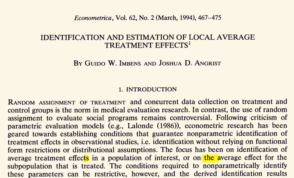 【全訳】Imbens and Angrist (1994) Identification and Estimation of Local ...